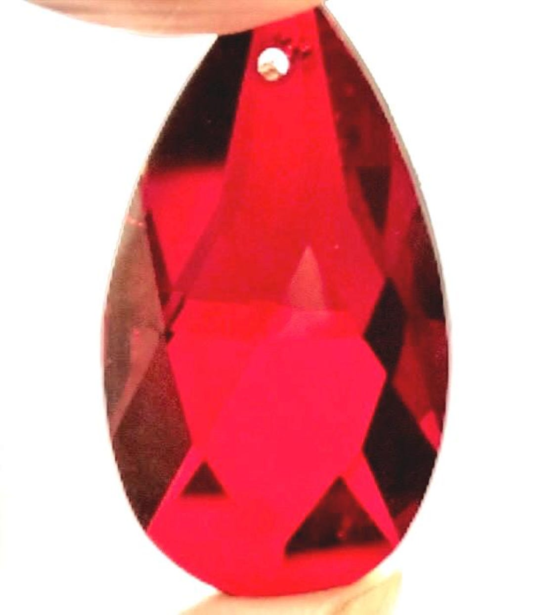 12 Ruby Red Glass Crystal Teardrop Pendants 1 1/2 “ (38mm) Faceted Cut ...