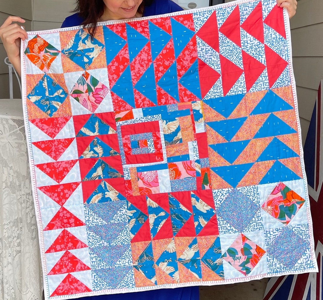 Handcrafted Sunset Quilt: Flying Geese, Dove Applique (36x36”) - Etsy