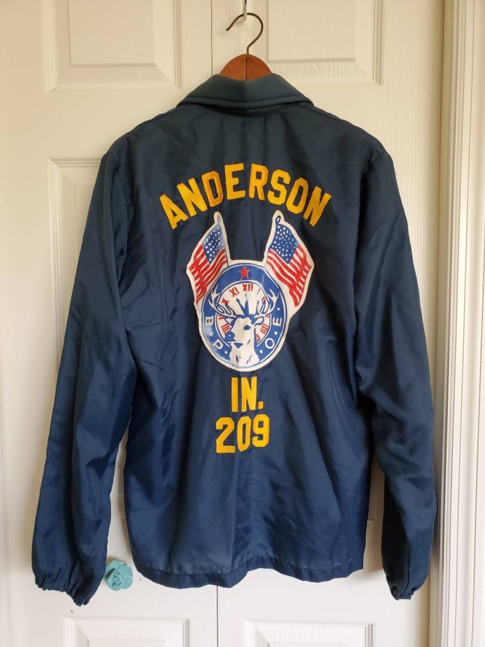 Vintage 70s BPOE Elks Navy Snap up Windbreaker Jacket Benevolent and ...
