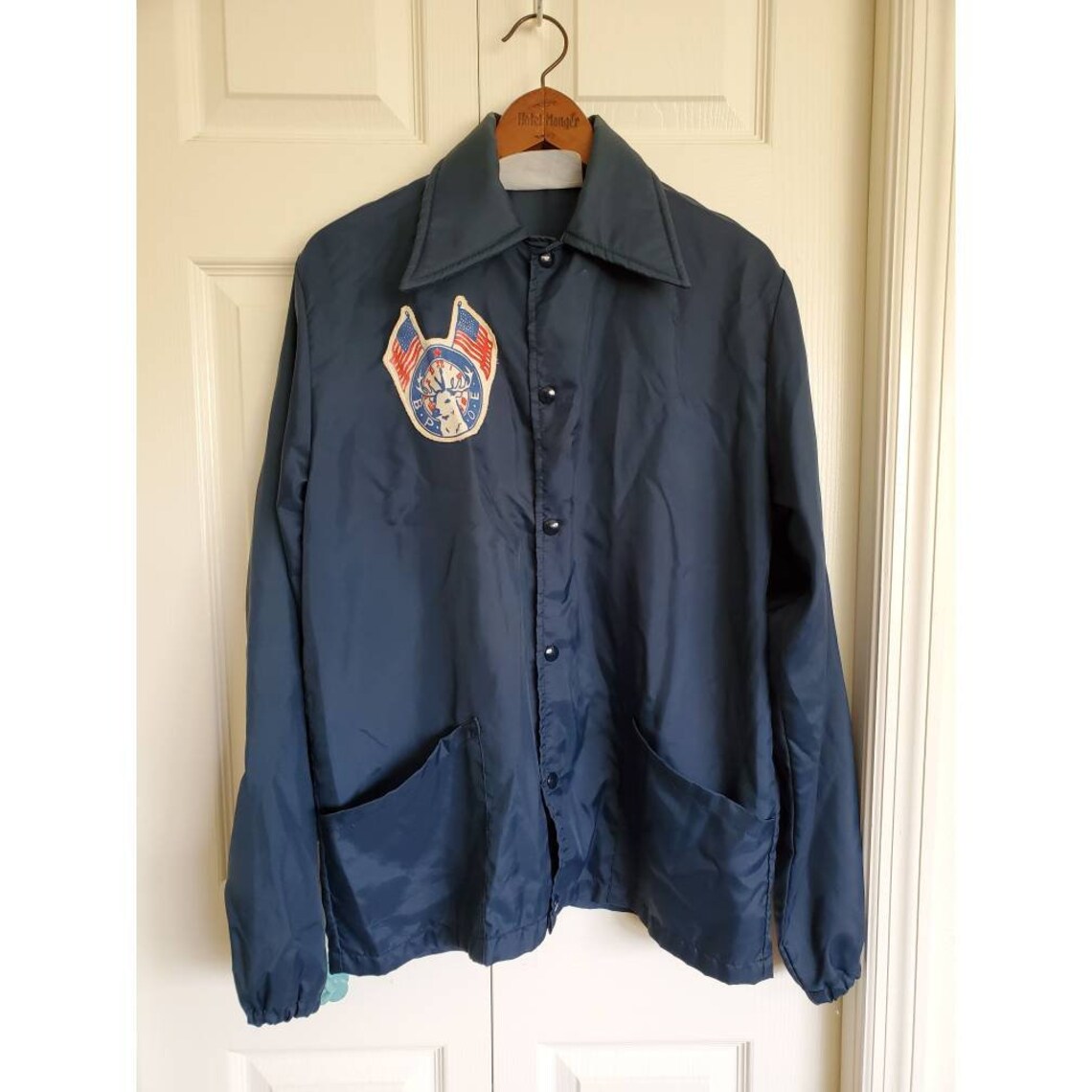 Vintage 70s BPOE Elks Navy Snap up Windbreaker Jacket Benevolent and ...