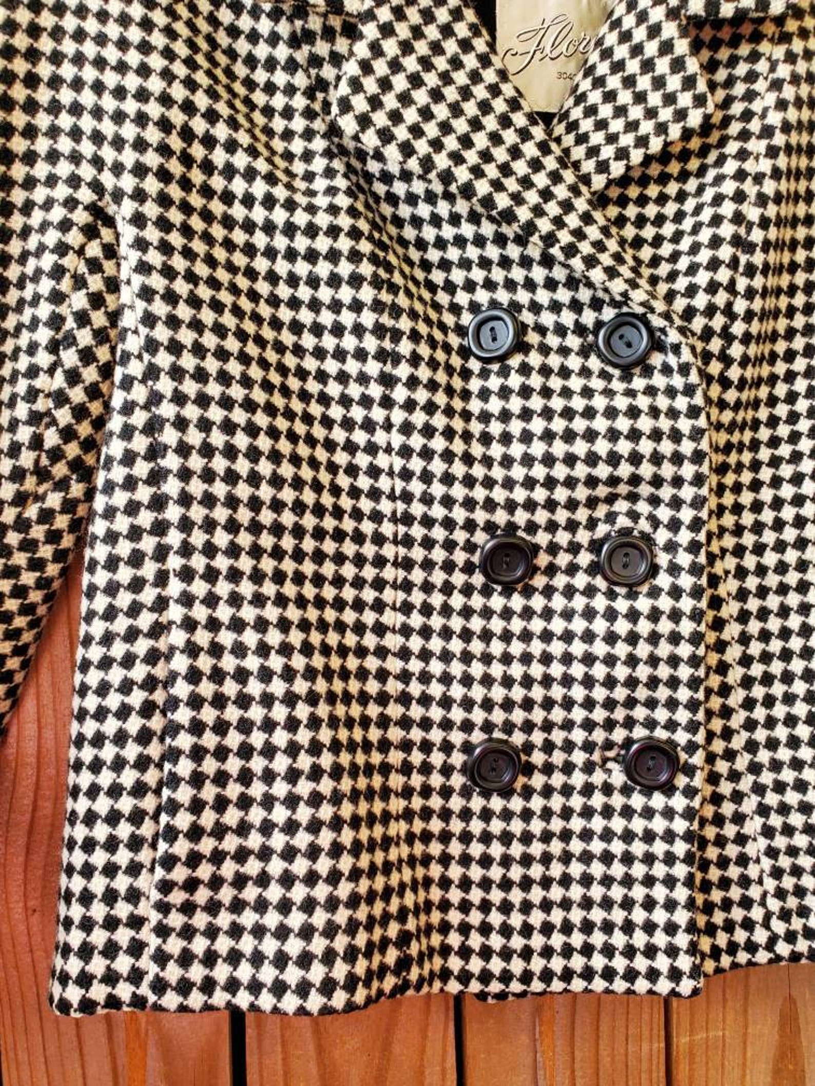 Vintage 50s Black and White Diamond Pattern Jacket Mad Men - Etsy