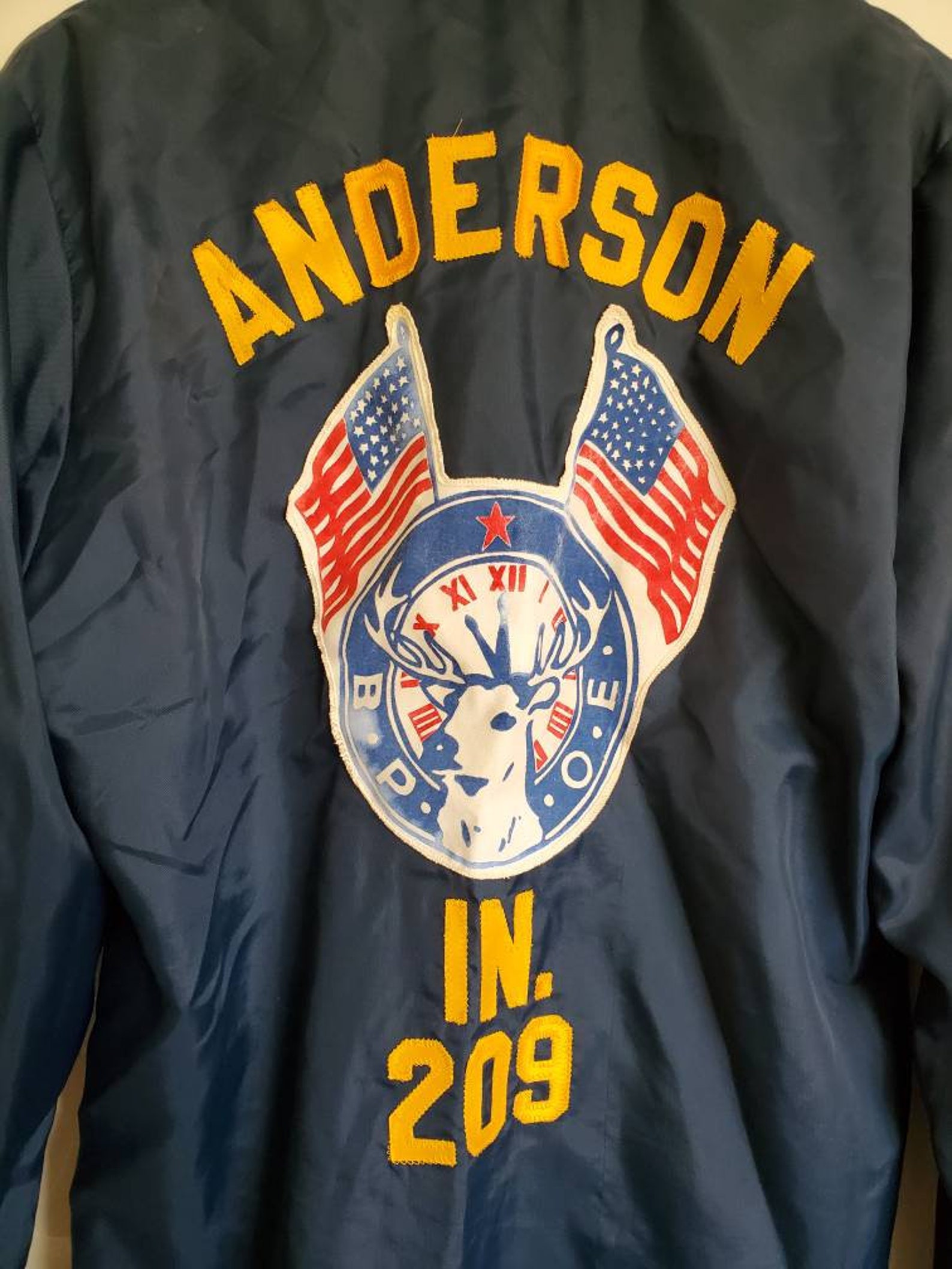 Vintage 70s BPOE Elks Navy Snap up Windbreaker Jacket Benevolent and ...