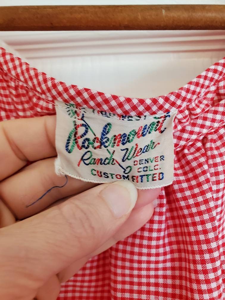 Vintage 2 Piece Gingham Square Dancing Outfit- Twirling Skirt Red ...