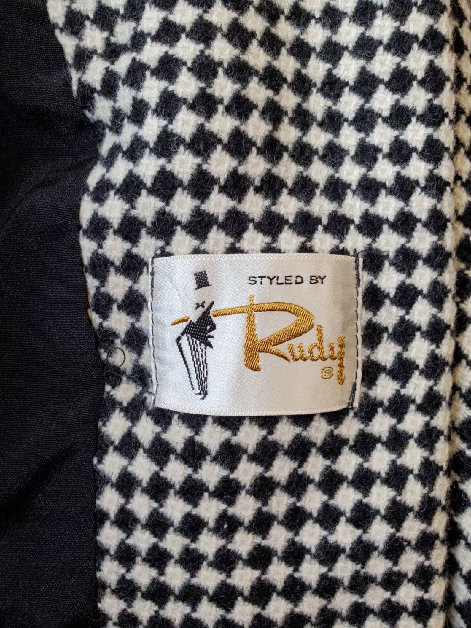 Vintage 50s Black and White Diamond Pattern Jacket Mad Men - Etsy