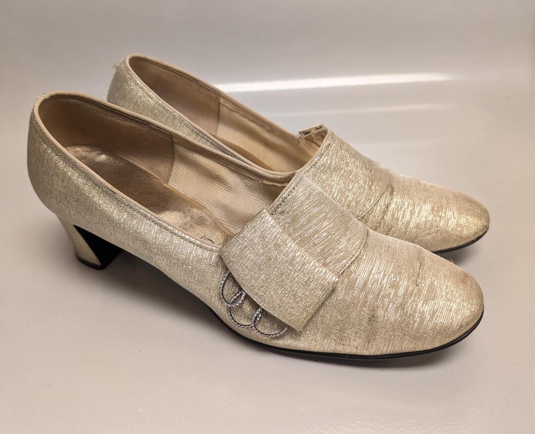 Vintage Socialite Gold Tone Heels Women's Size 8, 1960s - Etsy