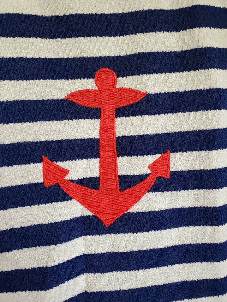 Vintage 70s Nautical Stripe Top With Red Anchor- Gilligan's Island ...