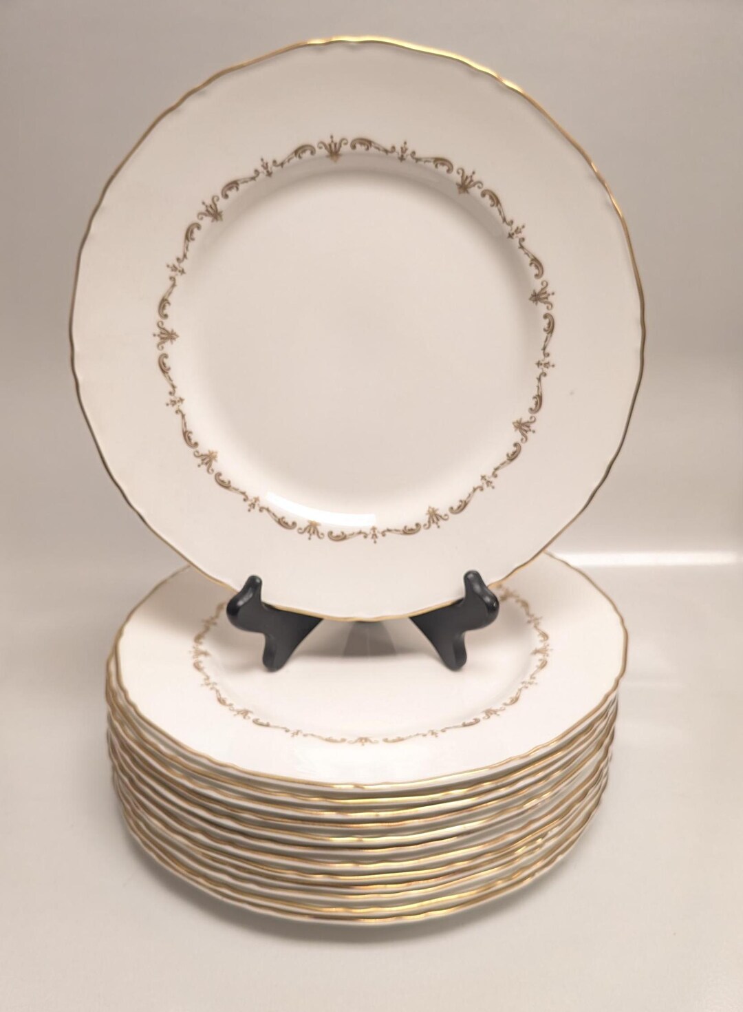 Vintage Royal Worcester Fine Bone China Gold Chantilly Dinner Plates 10 ...