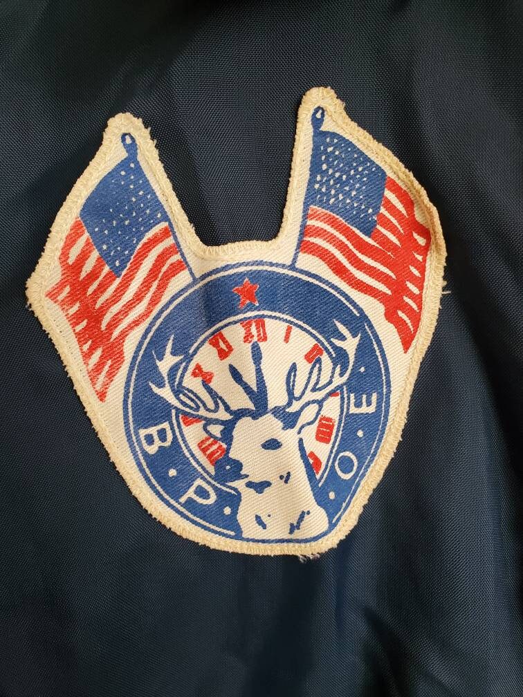Vintage 70s BPOE Elks Navy Snap up Windbreaker Jacket Benevolent and ...