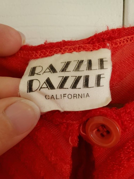 70s Vintage Razzle Dazzle Terry Cloth Stripe Disco Da… - Gem