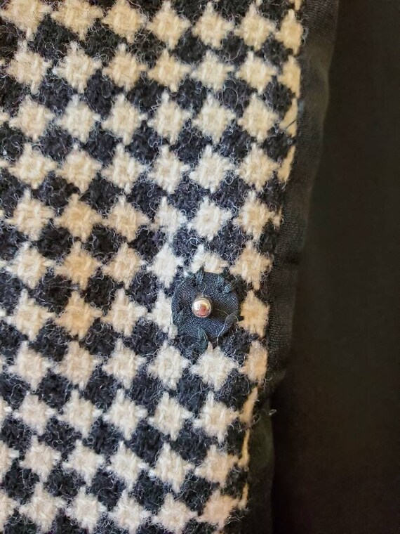 Vintage 50s black and white diamond pattern jacket- m… - Gem