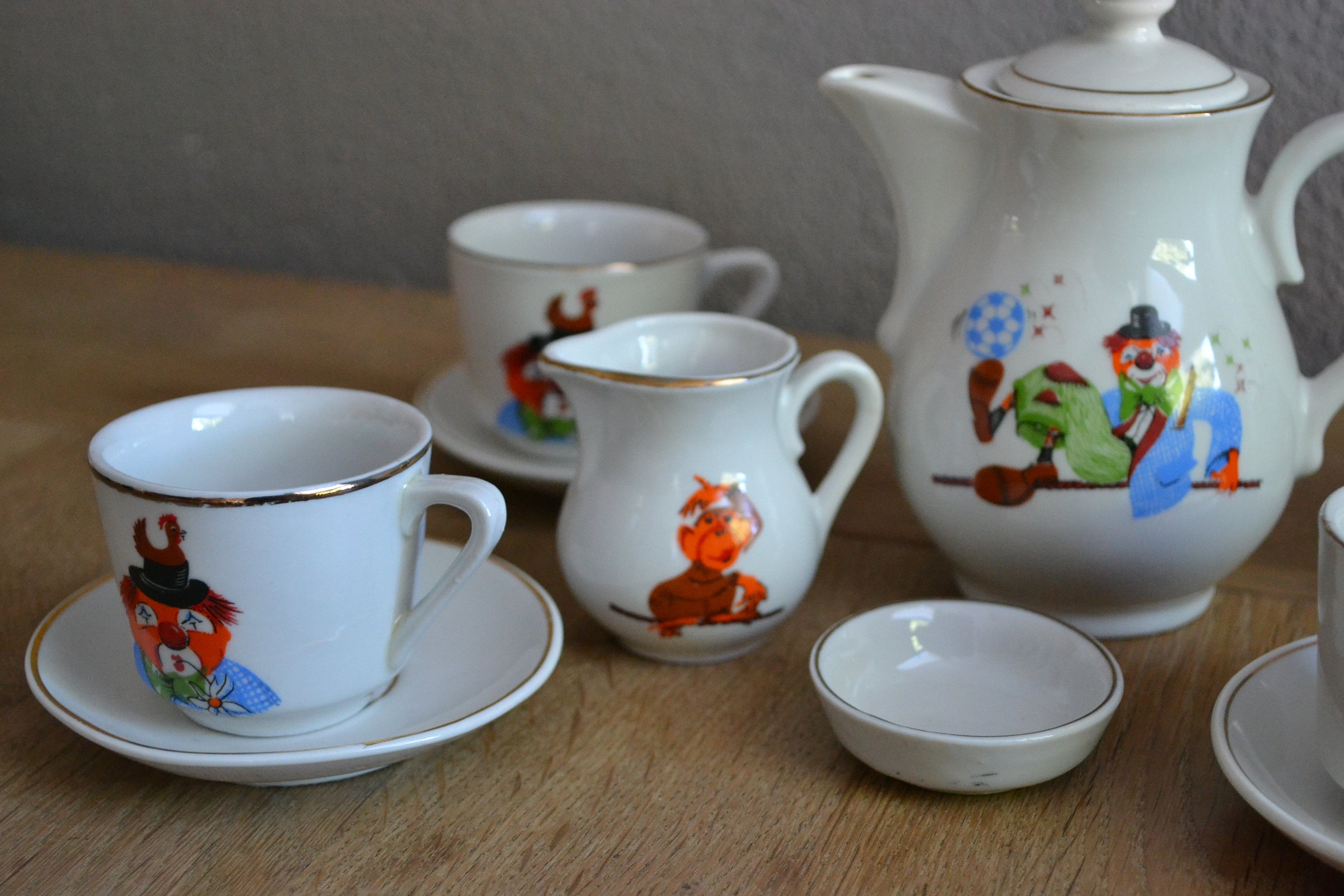 Vintage Ceramic 7 Piece Children's Toy Tea Set, Clown Theme - Etsy