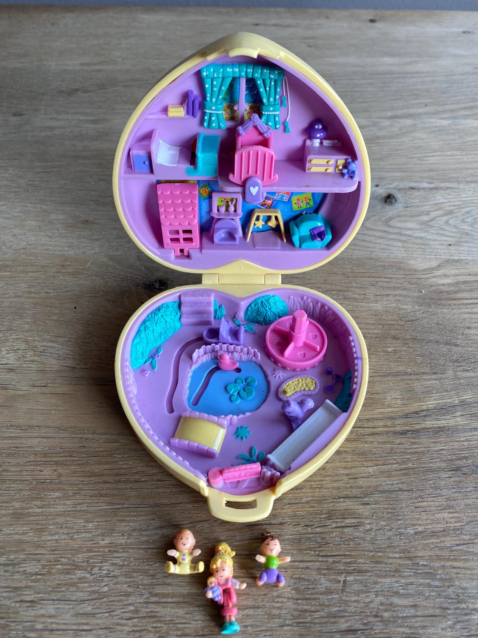 Rare Vintage 1994 Original Polly Pocket Yellow Heart Strolling Baby ...