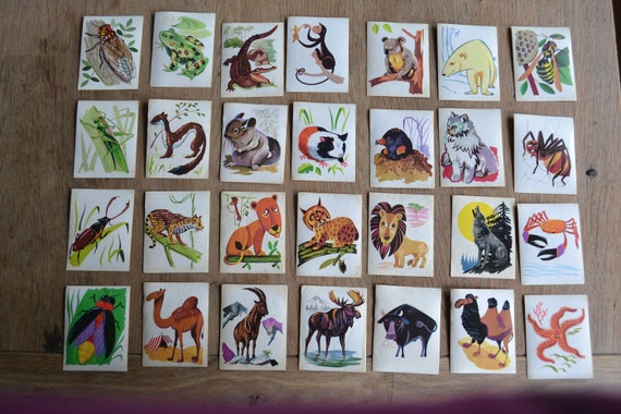 Vintage Collection of Cartoon Animal Stickers Printed by | Etsy