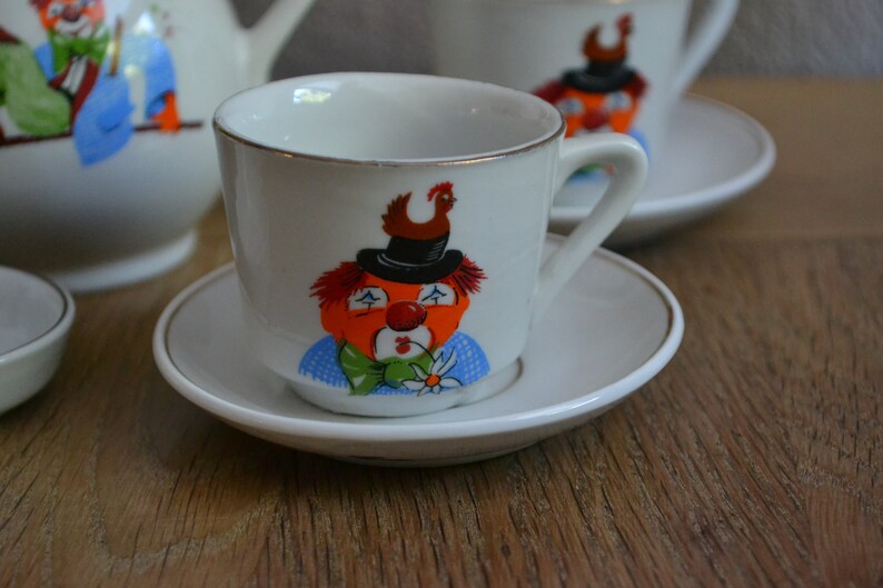 Vintage Ceramic 7 Piece Children's Toy Tea Set, Clown Theme - Etsy