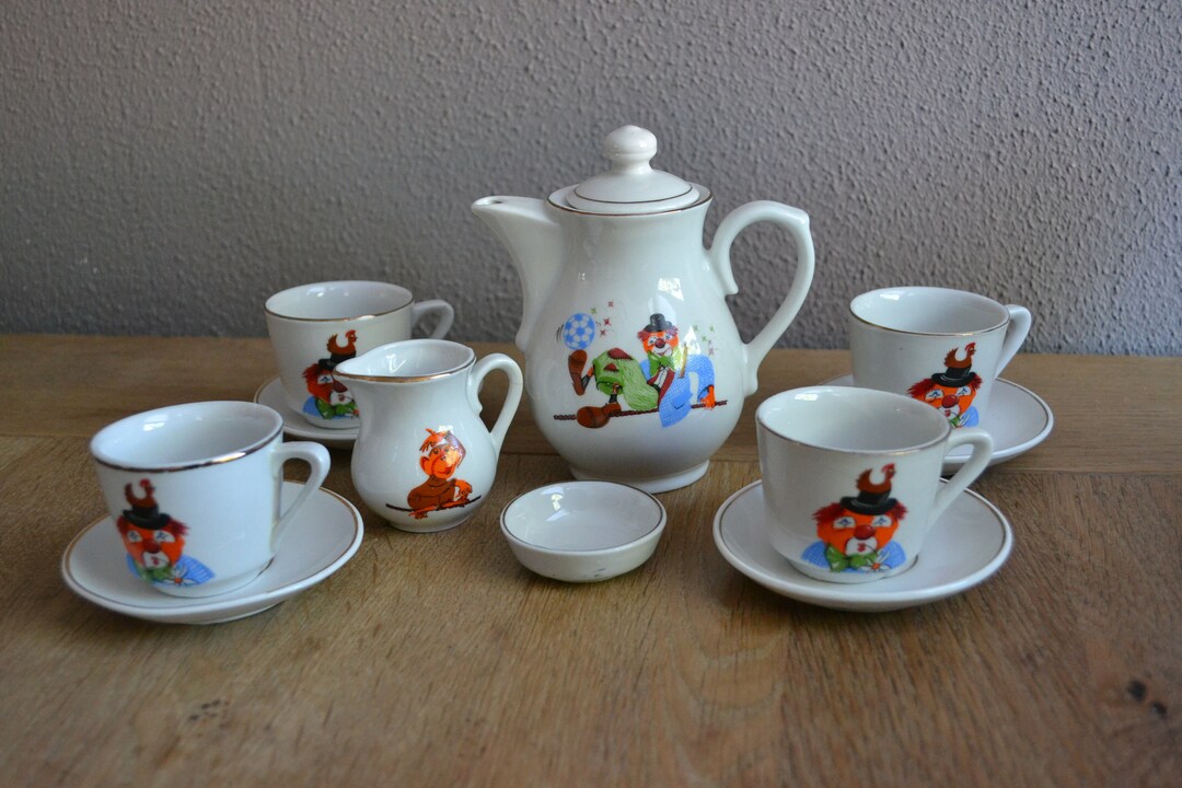 Vintage Ceramic 7 Piece Children's Toy Tea Set, Clown Theme - Etsy