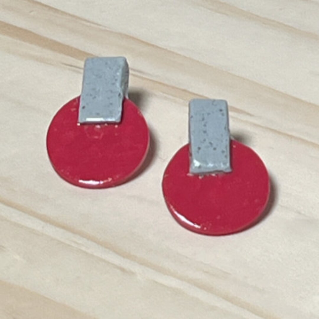 Abstract Red and Granite Stud Earrings Abstract Granite and Red Stud ...