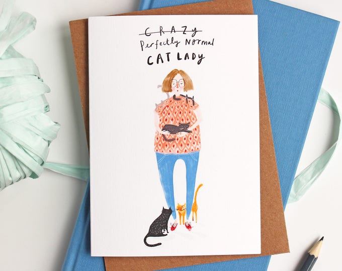 Funny Cat Card - Crazy Cat Lady Card - Cat Card - Birthday Card - Just ...