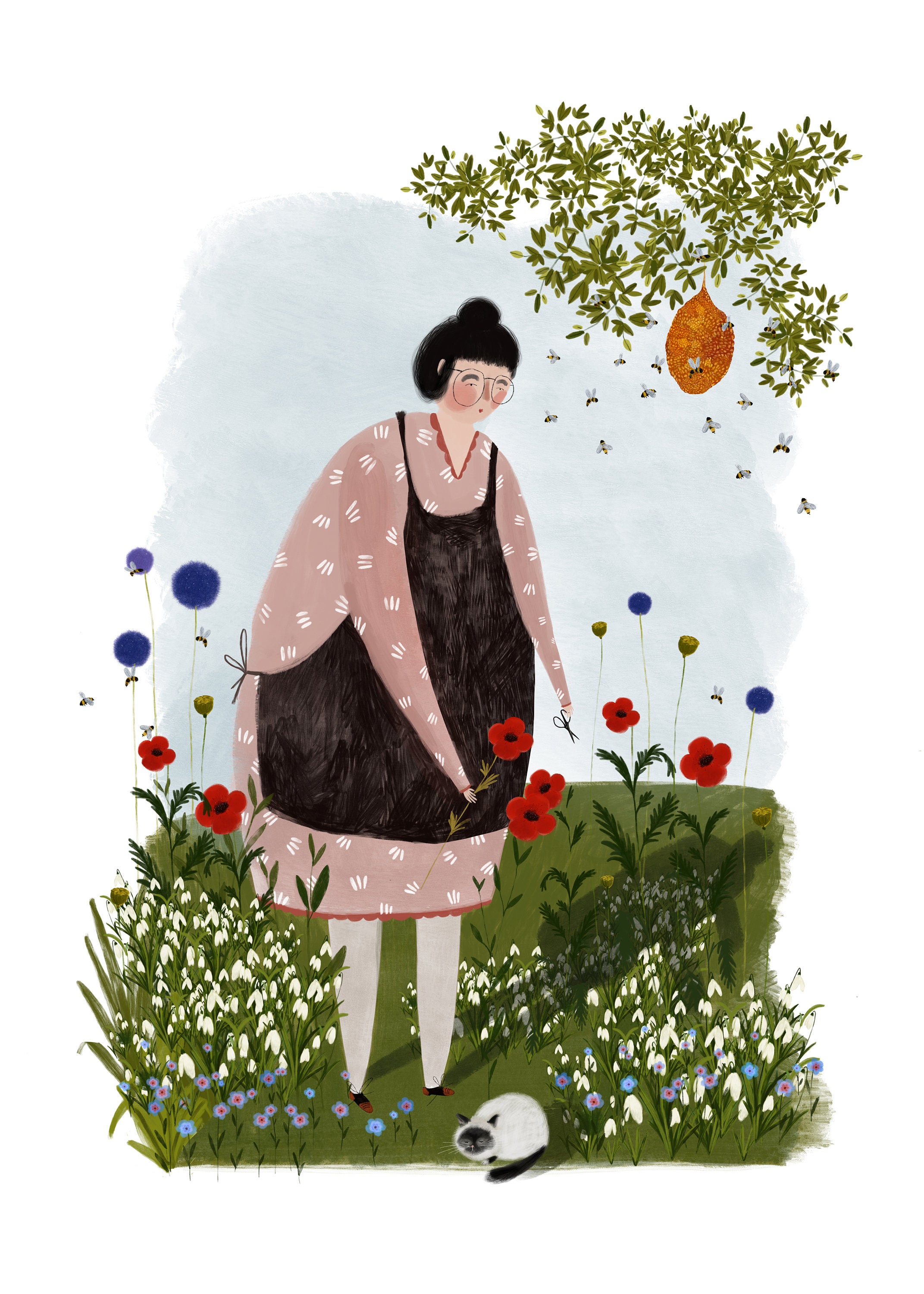 Happy Place illustrated wall Art Print Children's | Etsy