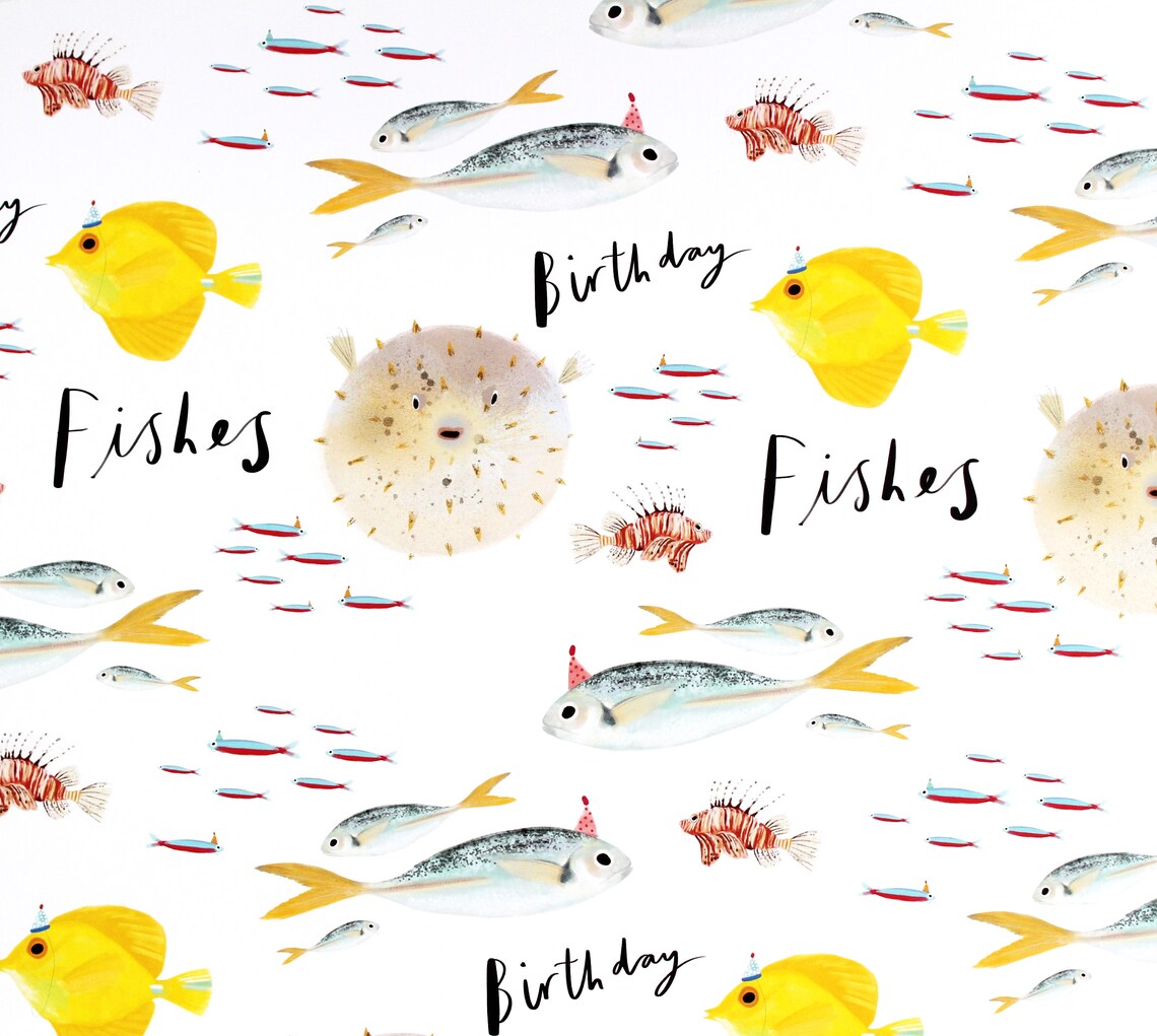 Birthday Fishes Fish Wrapping Paper - Quality Birthday Wrapping Paper ...