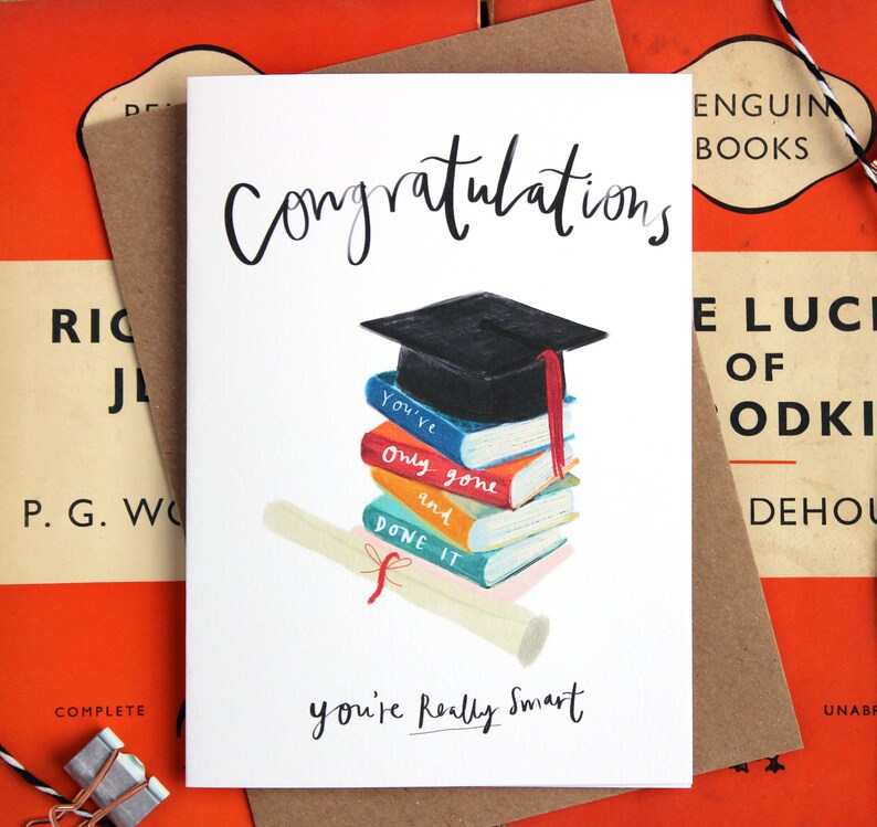 Quirky graduation illustrated card congratulations card | Etsy