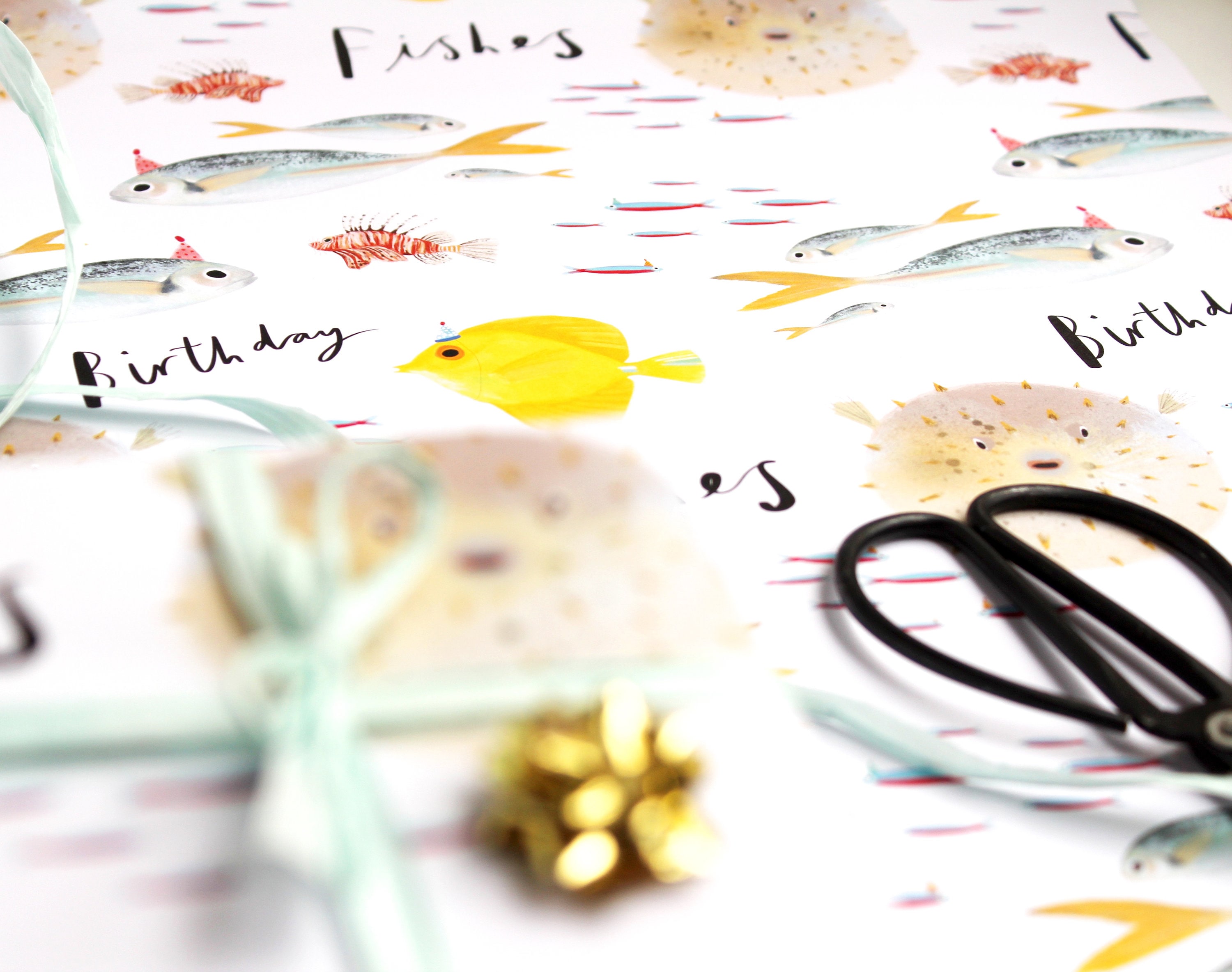 Birthday Fishes Fish Wrapping Paper - Quality Birthday Wrapping Paper ...