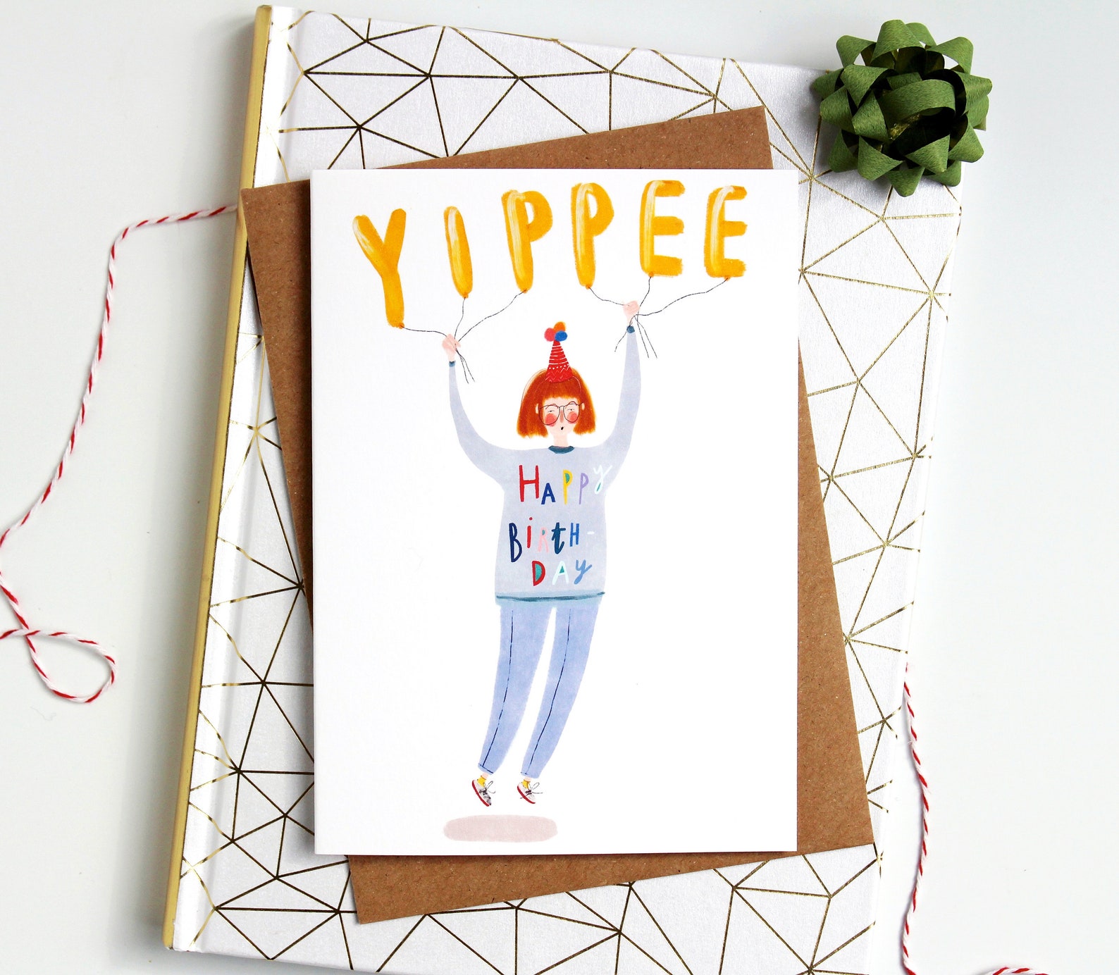 Yippee Illustrated Happy Birthday Card Balloon Birthday Card - Etsy UK