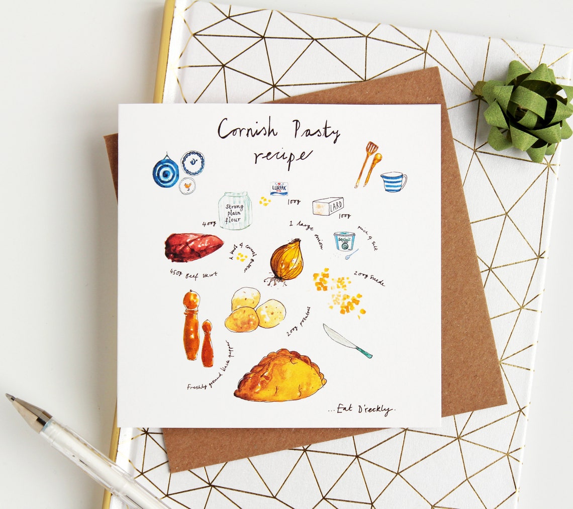 Cornish Pasty Recipe Card - Cornish - All Occasions Card - Notecard ...