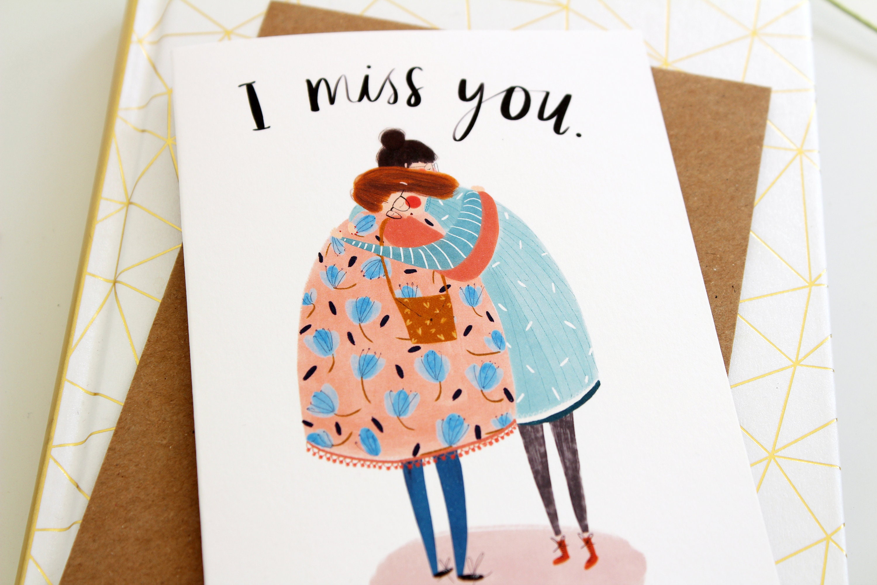 I Miss You Card Illustrated Missing You Card Long Distance - Etsy