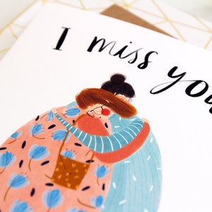 I Miss You Card - Illustrated Missing You Card - Long Distance Card ...