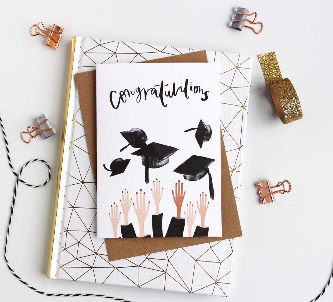 Quirky graduation illustrated card congratulations card | Etsy