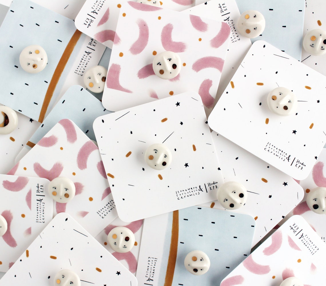 Little Face Ceramic Pin Jewellery Gifts for Her Ceramic | Etsy