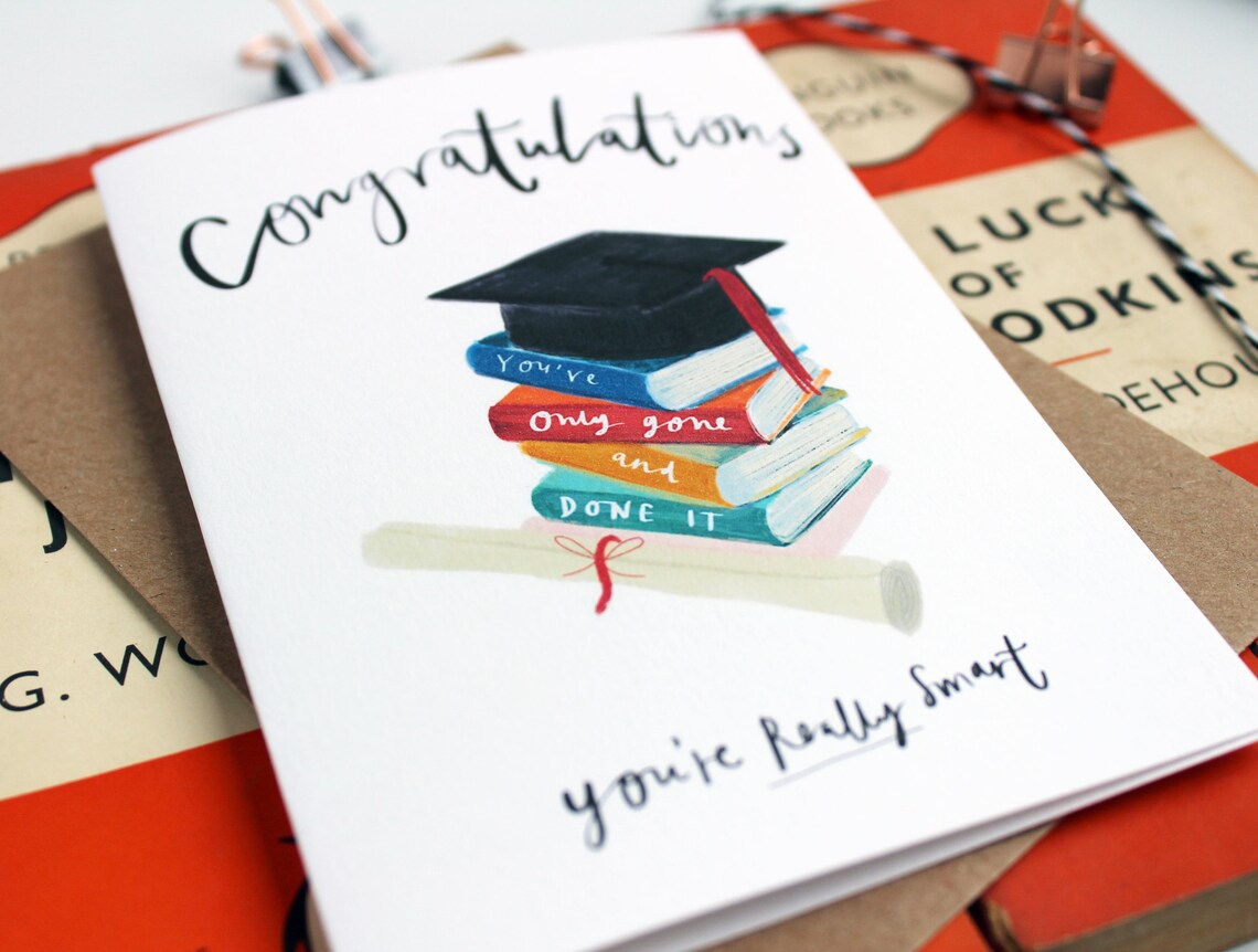 Quirky Graduation Illustrated Card Congratulations Card | Etsy