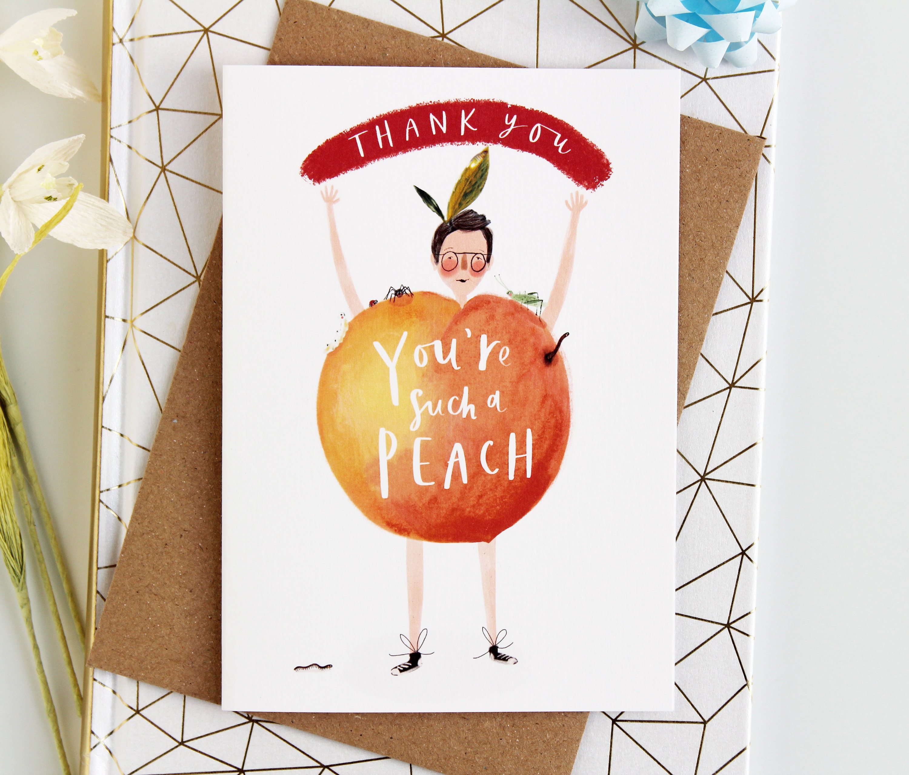 You're a Peach Thank You Card Quirky Illustrated Thank - Etsy UK