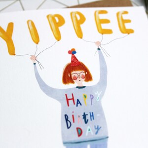Yippee Illustrated Happy Birthday Card - Balloon Birthday Card ...