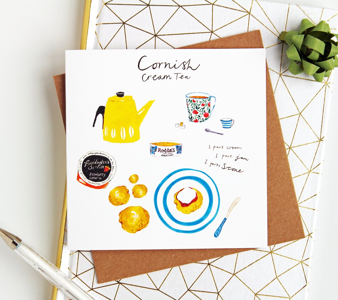 Cornish Cream Tea Greetings Card - Any Occasion Card - Cornwall ...