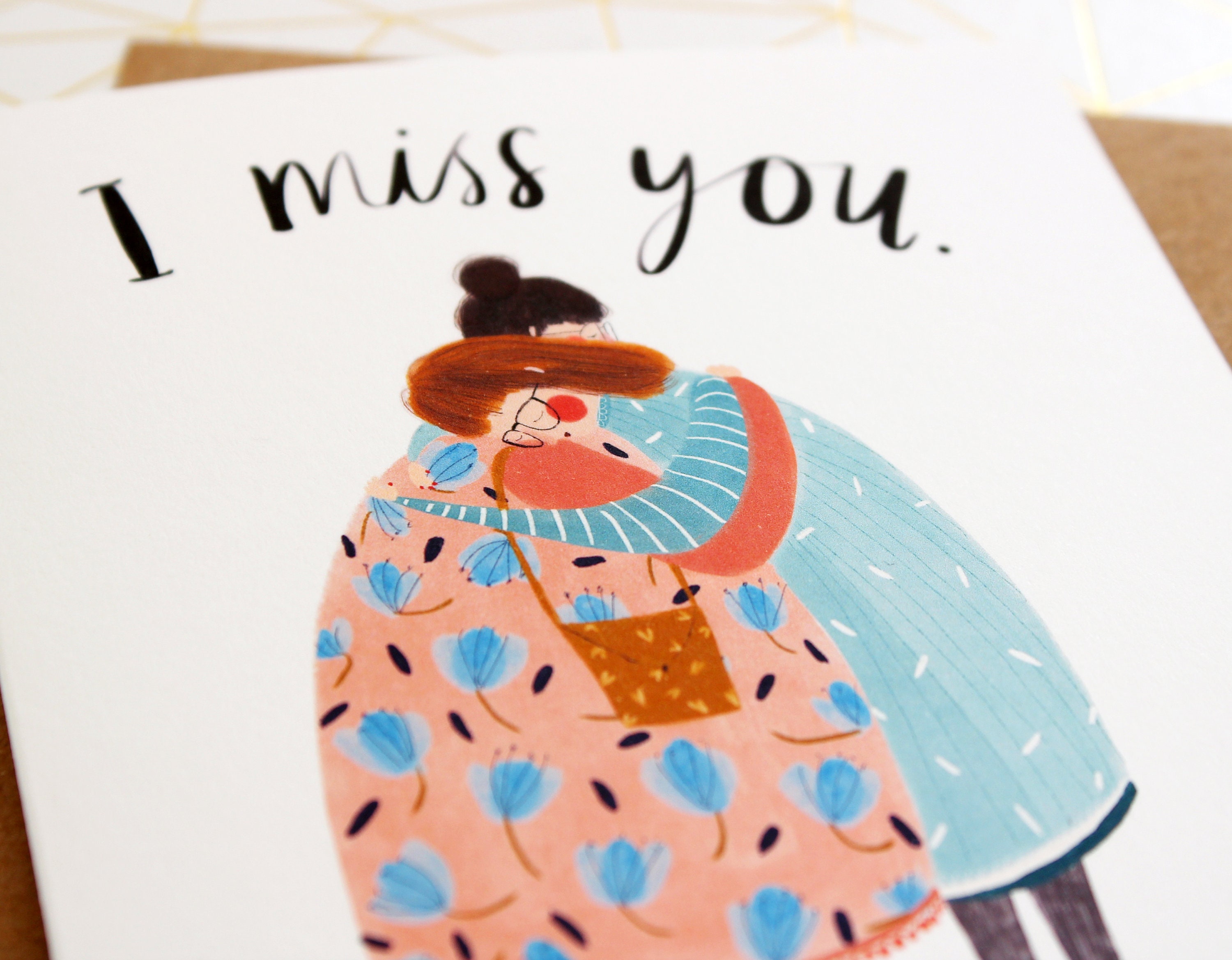 I Miss You Card - Illustrated Missing You Card - Long Distance Card ...
