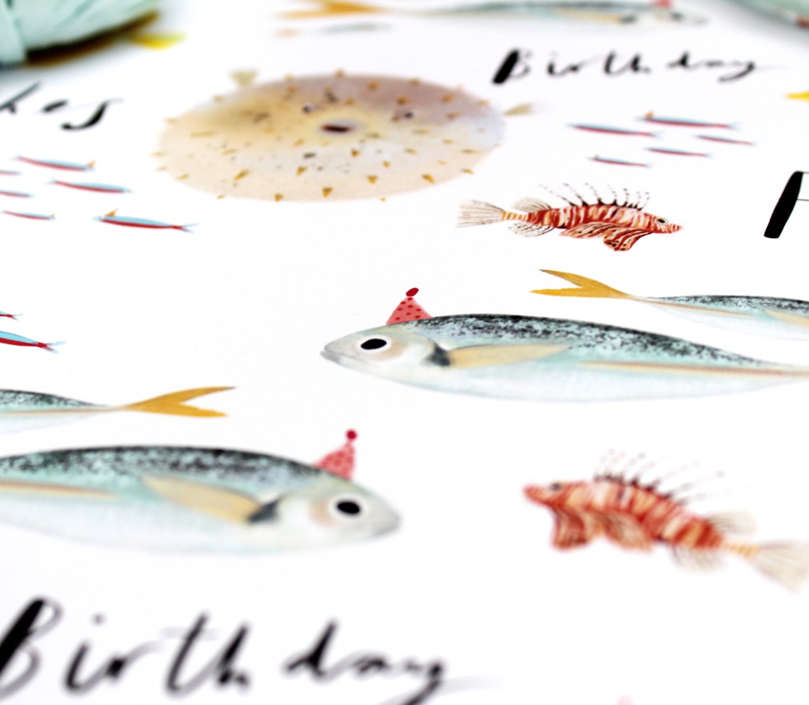 Birthday Fishes Fish Wrapping Paper - Quality Birthday Wrapping Paper ...