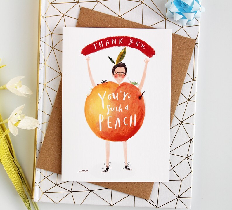 You're a Peach Thank You Card Quirky Illustrated Thank - Etsy UK