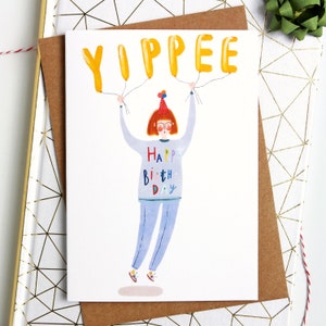 Yippee Illustrated Happy Birthday Card - Balloon Birthday Card ...