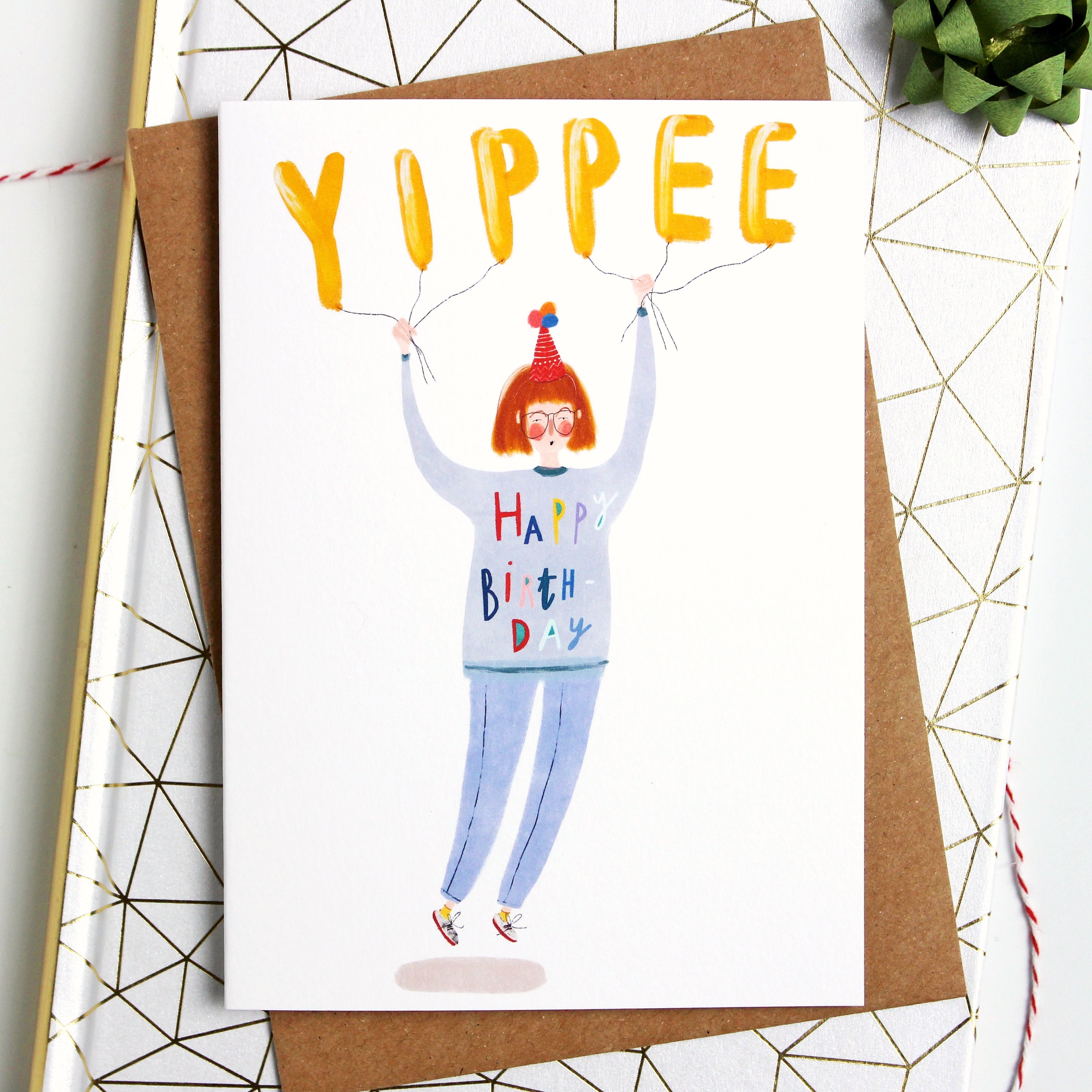 Yippee Illustrated Happy Birthday Card Balloon Birthday Card - Etsy UK
