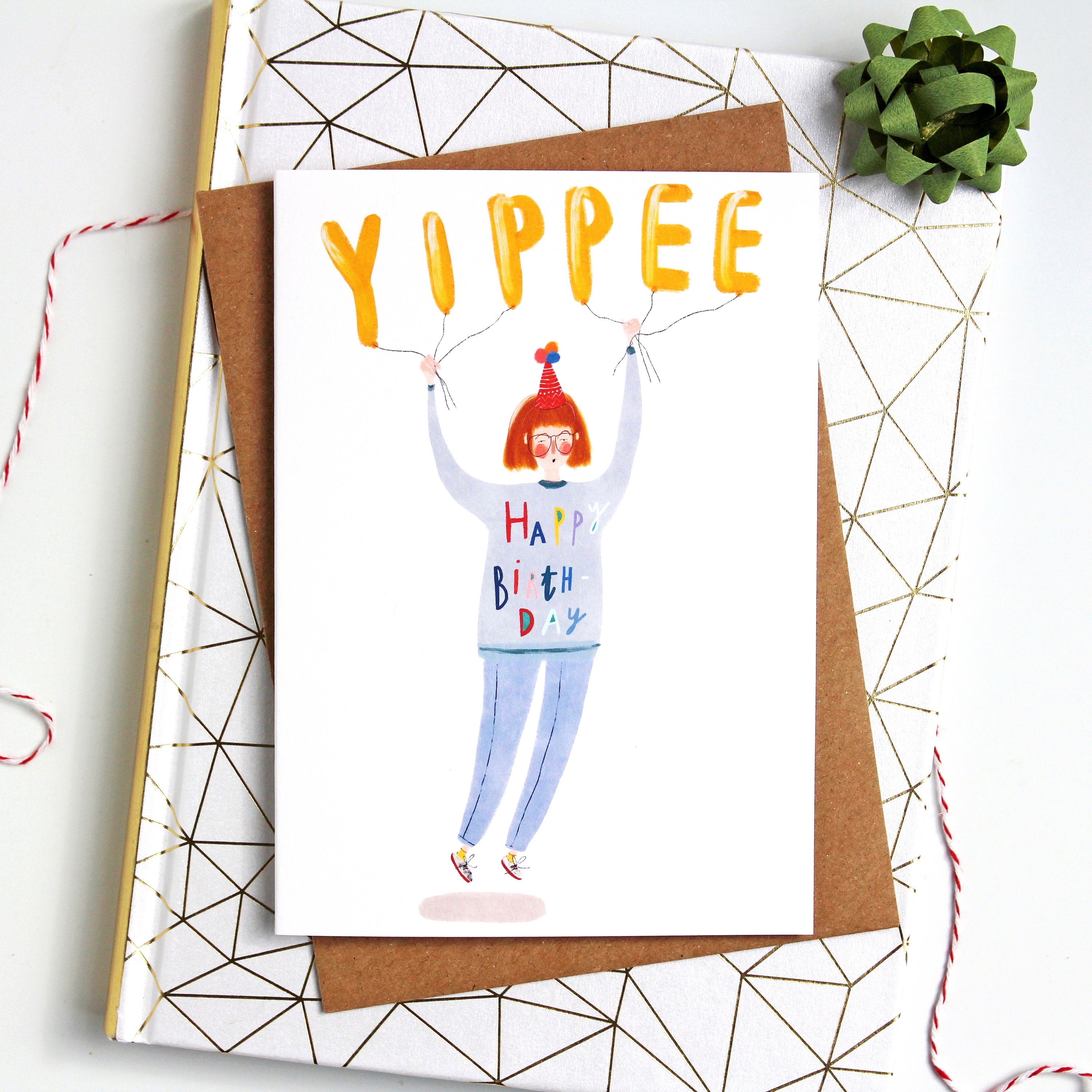 Yippee Illustrated Happy Birthday Card Balloon Birthday Card - Etsy UK