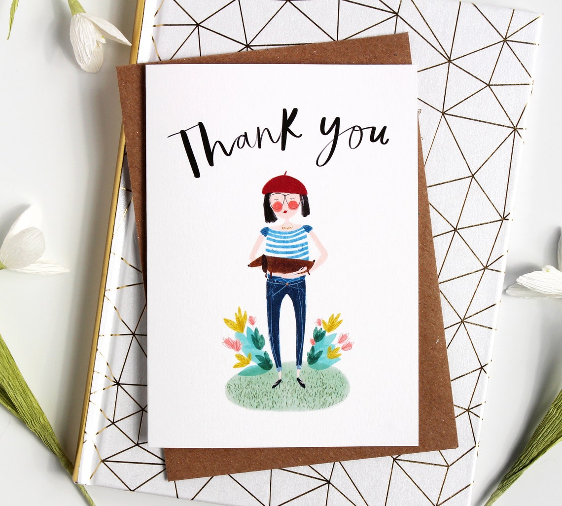 Sausage Dog Thank You Card Merci Gracias Danke Grazie | Etsy UK