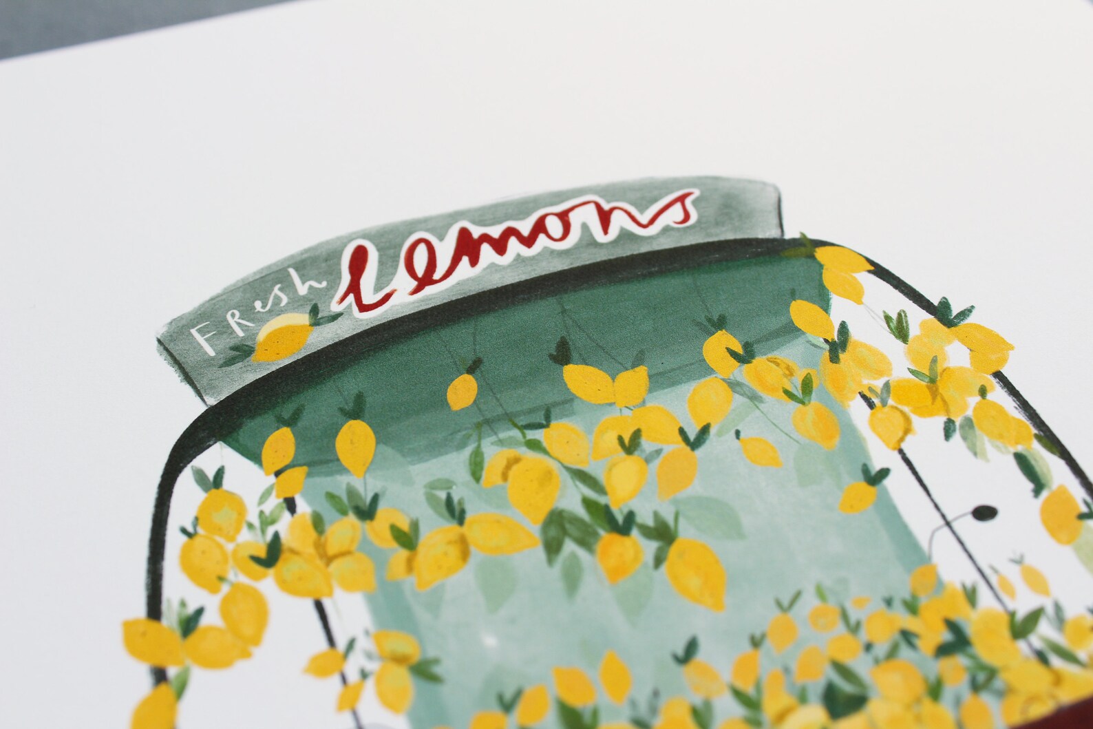 Lemon Yellow Kitchen Art Print Lemon Wall Art Print With Quirky Lemon ...