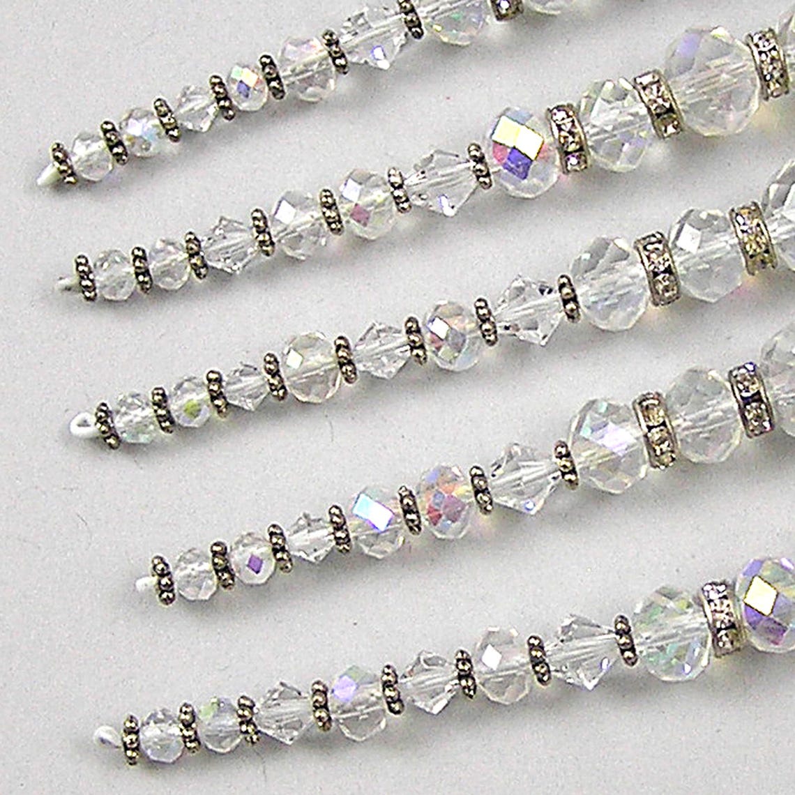 Crystal Icicles Set of 5 Handmade Crystal Bead & Rhinestone Icicle ...