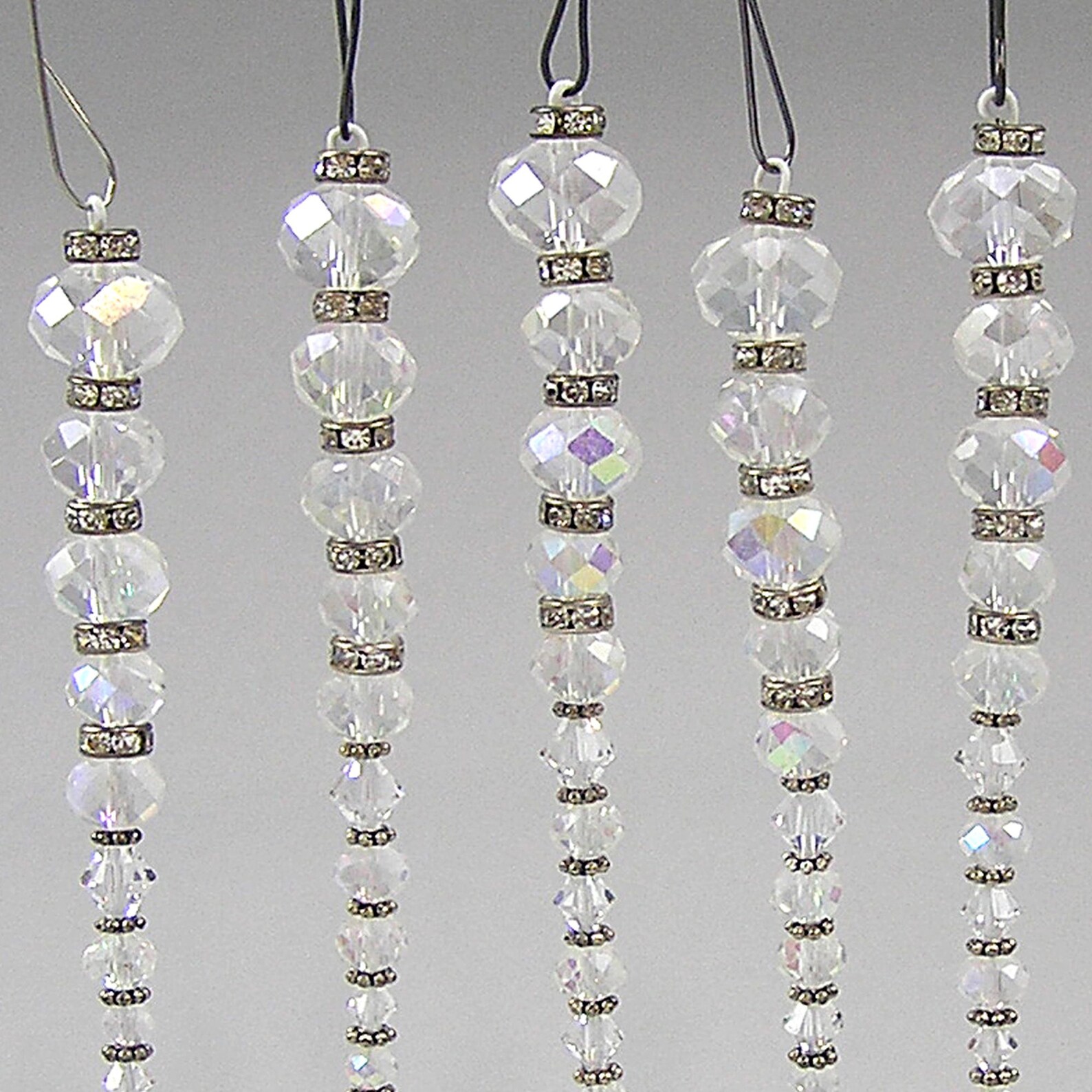 Crystal Icicles Set of 5 Handmade Crystal Bead & Rhinestone Icicle ...