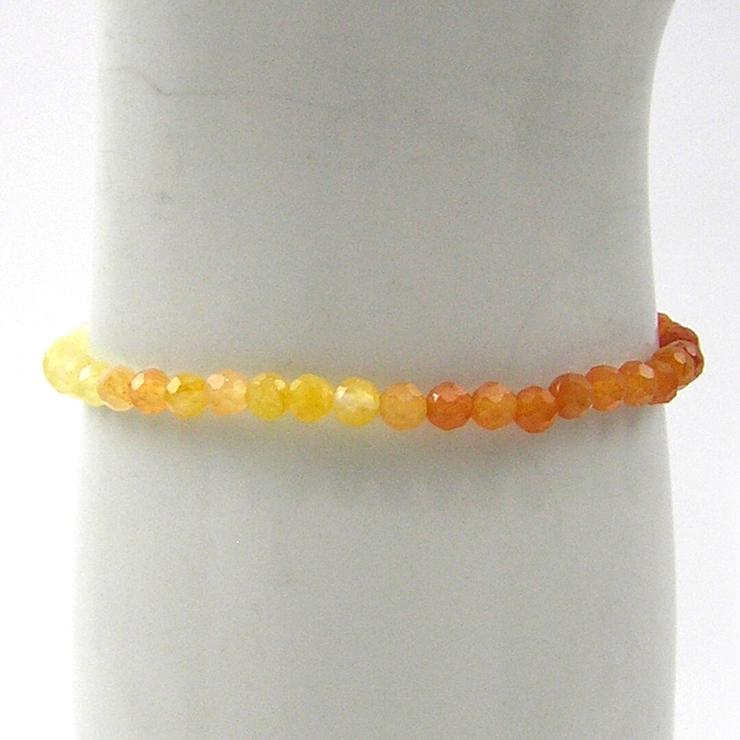 Orange and Yellow Carnelian Bead Stretch Bracelet Fits 6 1/2 - 7 Inch ...