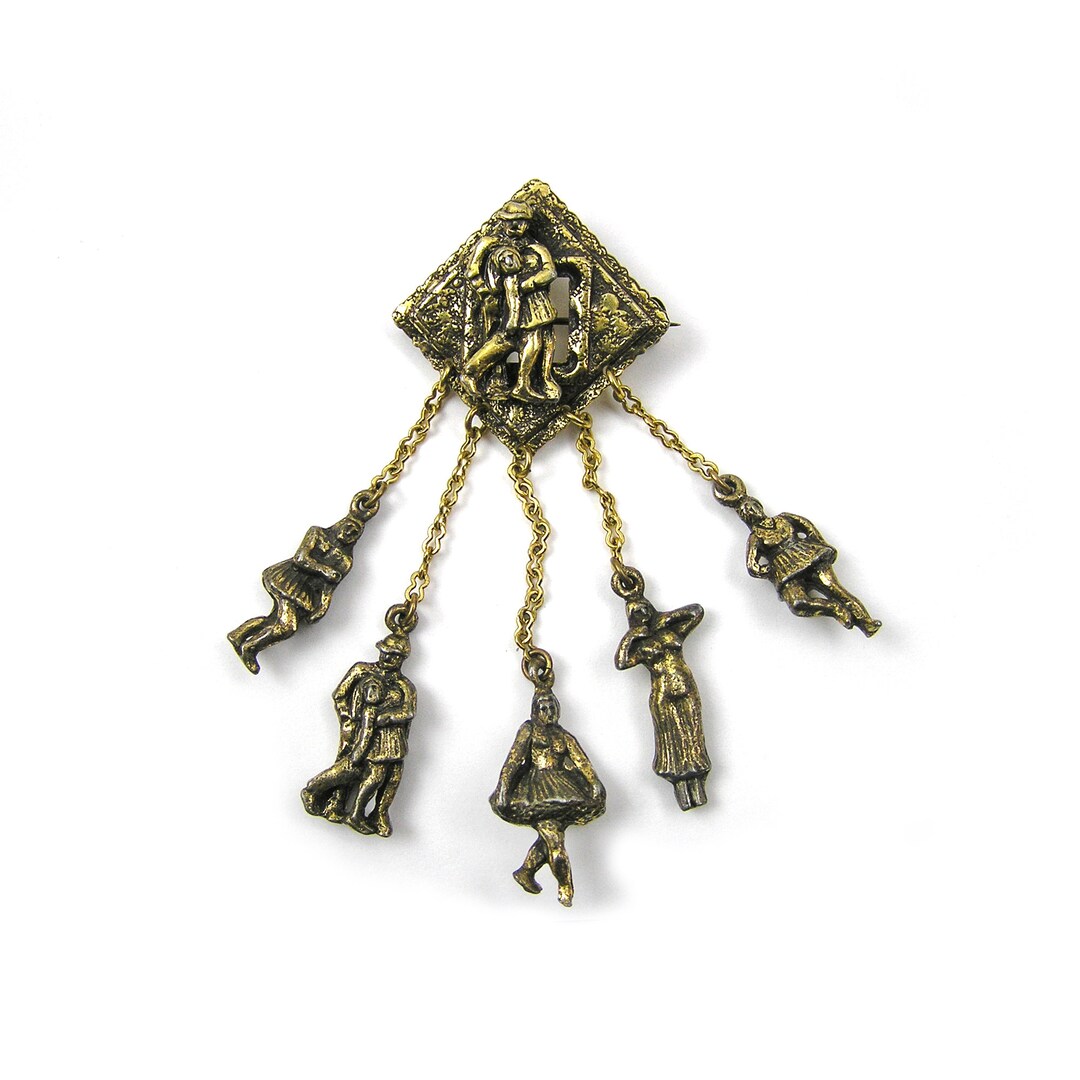Dancers Pin Dancing People Brooch Sterling Button Company - Etsy