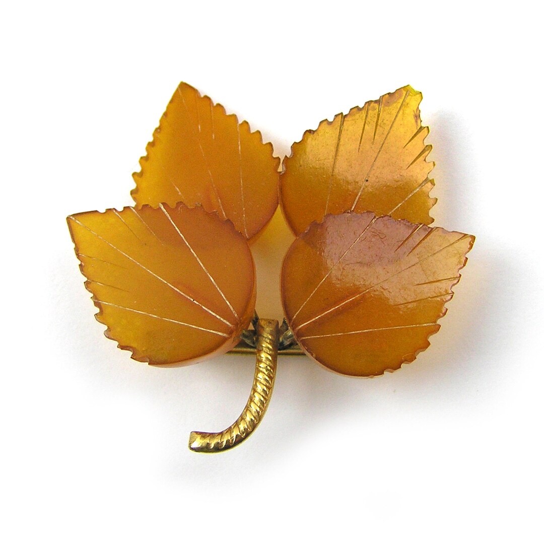 Vintage Leaf Pin Orange and Gold Leaf Brooch - Etsy