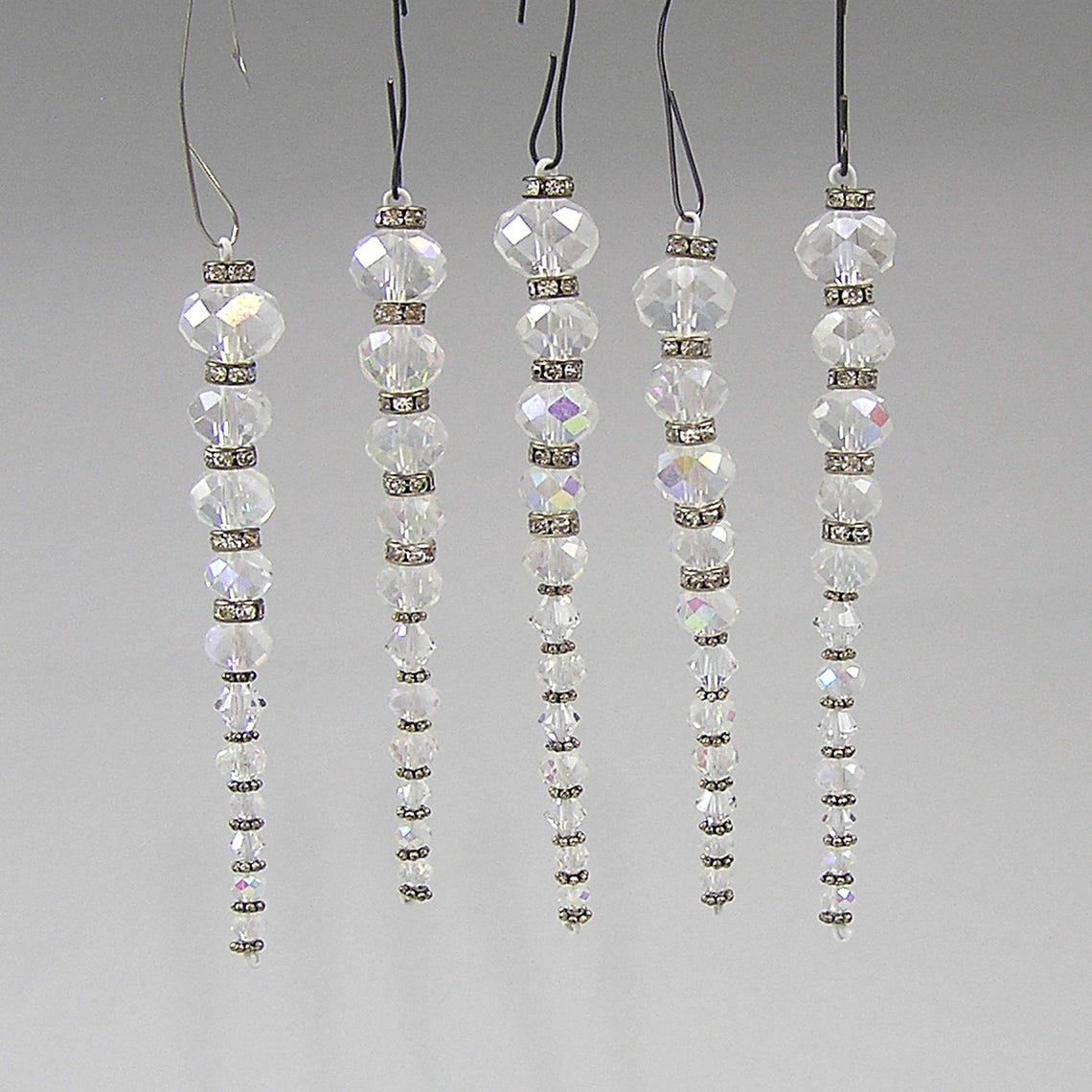 Crystal Icicles Set of 5 Handmade Crystal Bead & Rhinestone Icicle ...