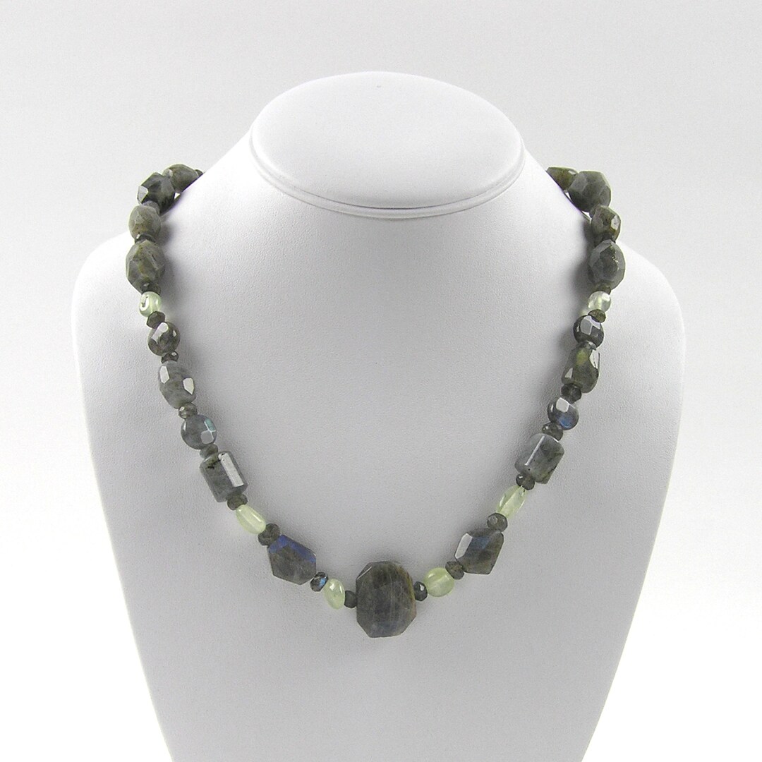 Labradorite Bead Necklace With Phrenite Nuggets Labradorite - Etsy